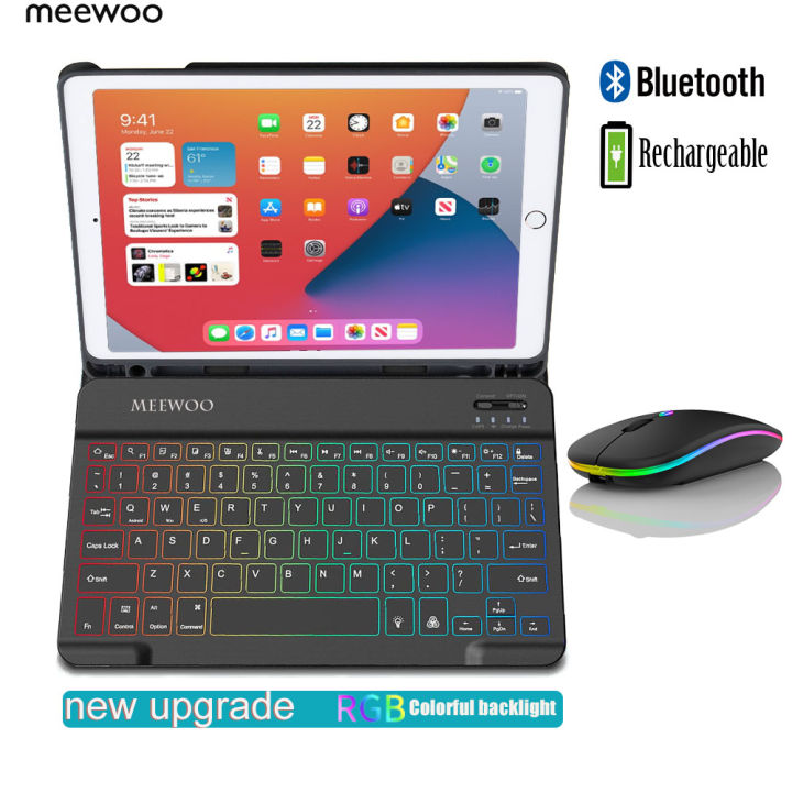 Meewoo Wireless Bluetooth Keyboard Mouse Set Rechargeable 10inch For Tablet Phone Keyboard