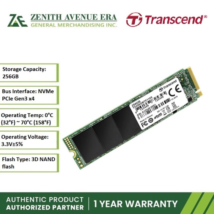Transcend TS256GMTE110S 256GB M.2 2280 PCIe Gen3x4 3D Solid State Drive | Internal Solid State ...