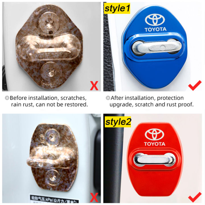 4pcs/set Car Door Lock Protective Cover for Toyota Vios Innova Fortuner ...