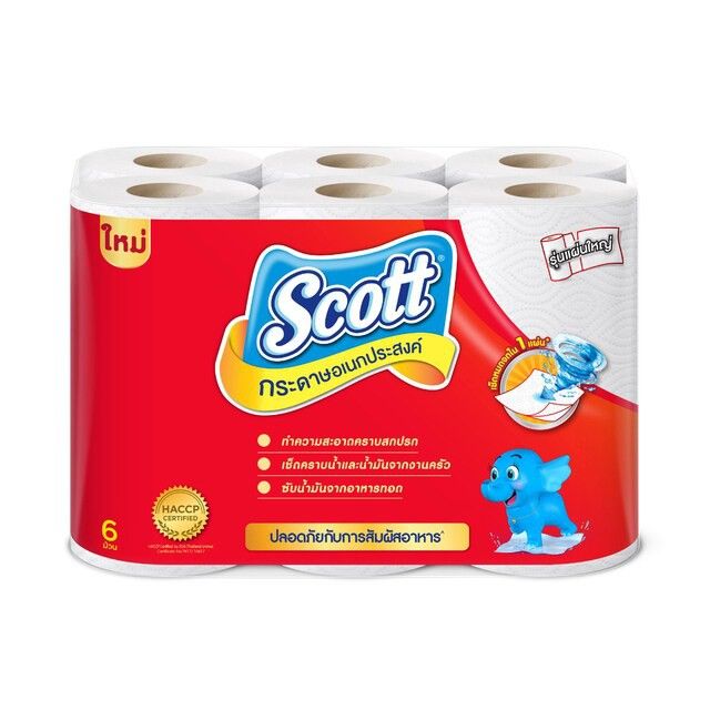 Scott Kitchen and Multi-Purpose Roll Towel สก๊อตต์ กระดาษอเนกประสงค์ (6 ...