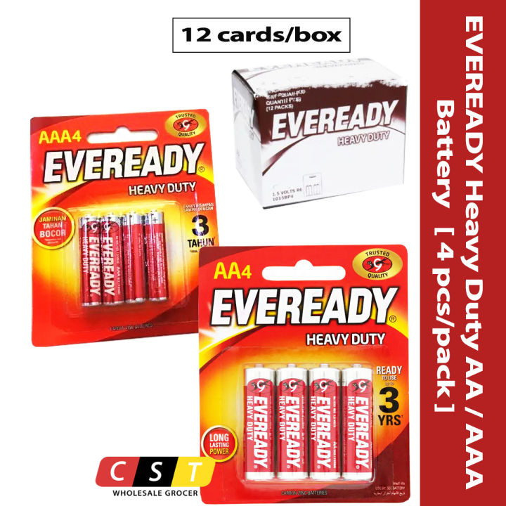 EVEREADY Heavy Duty AA / AAA Battery [ 4 pcs/pack ] x 12 Cards | Lazada