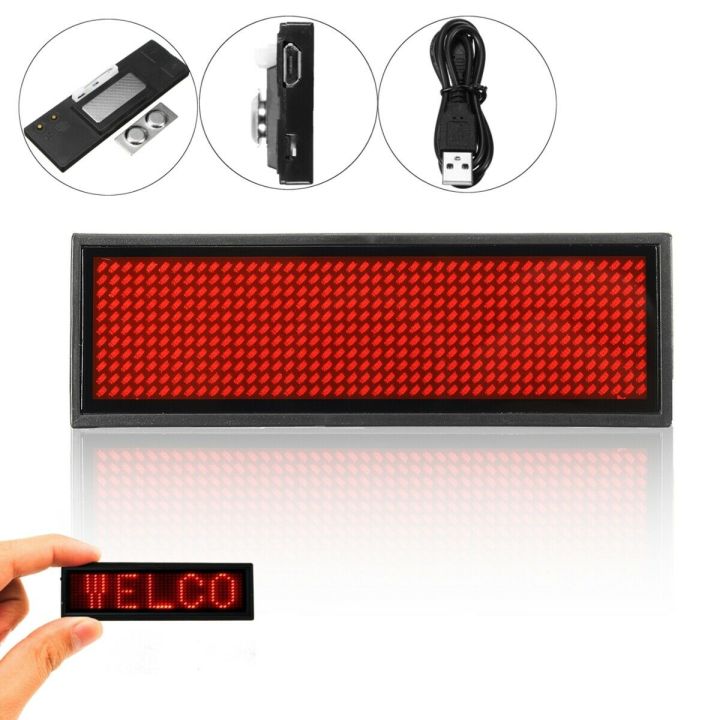 LED flashing word badge Mini LED Micro-USB Digital Programmable ...