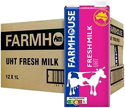Farmhouse UHT Fresh Milk 1Ltr x 12 Packets (Bundle of 2) (BBD: SEP 2025 ...