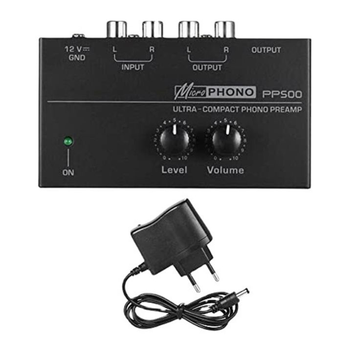 PP500 Ultra-Compact Phono Preamp Pre Amp Preamplifier with Level Volume ...