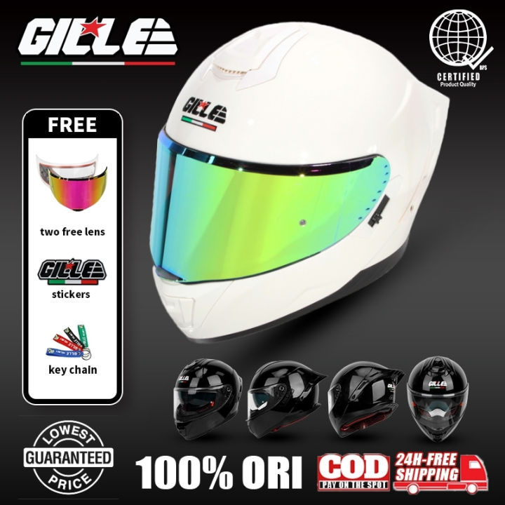 Gille Falcon Solid Full Face Helmet Dual Visor Double D Ring Lock Rider Helmet | Lazada PH