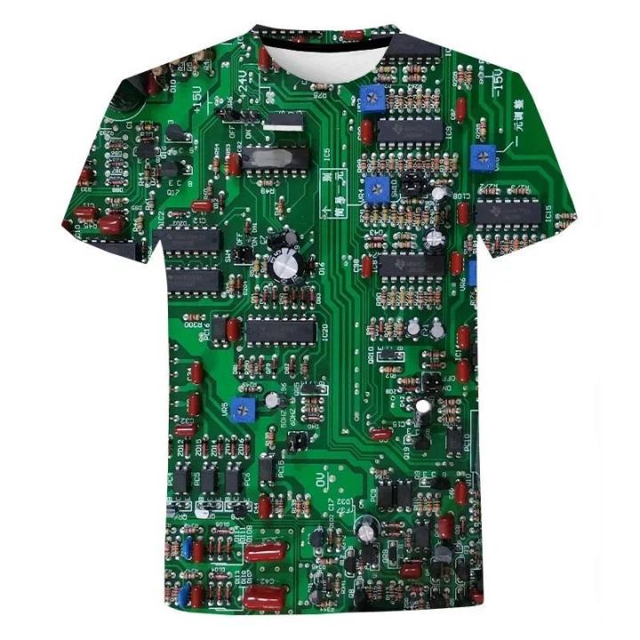 Circuit Board 3d Printing T-shirt Men And Women Summer Casual ...
