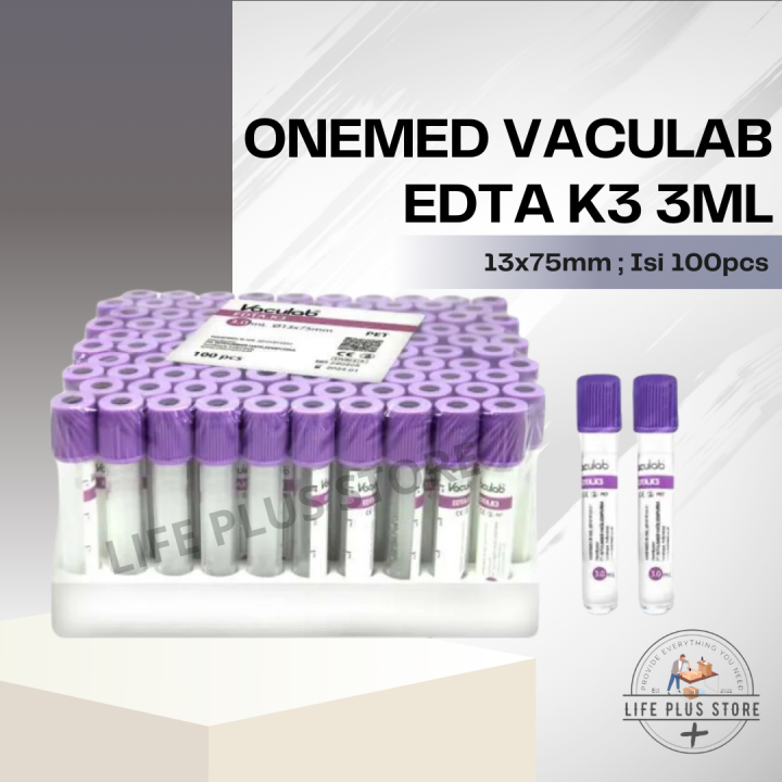 Tabung Darah Vaculab EDTA 3ML K3 OneMed Tabung EDTA Vacutainer UNGU ...