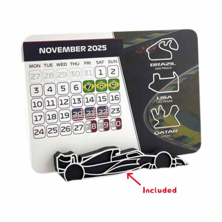 F1 Calendar Formula 1 Racing Desktop Calendar with/without F1 Car Stand ...