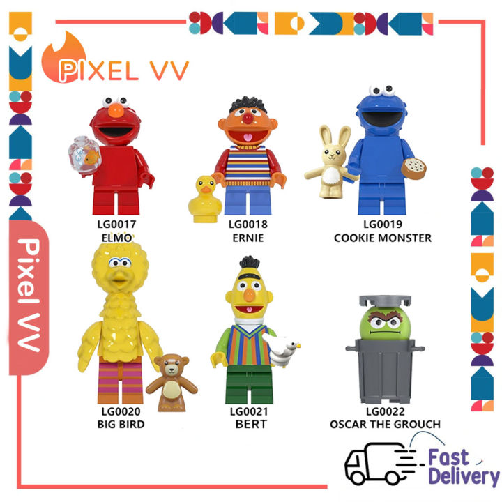Sesame Street Minifigures Emie Elmo Cookie Monster Building Blocks Toys ...