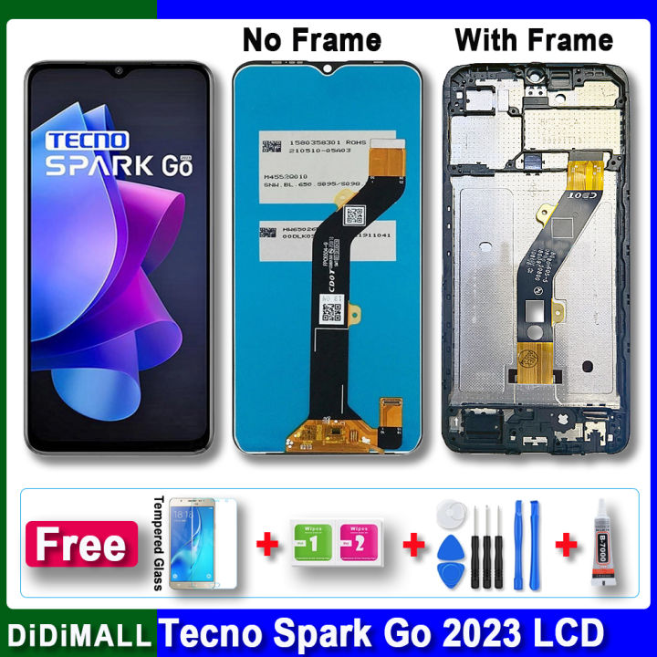 จอ Lcd แบบดั้งเดิมสำหรับ Tecno Spark Go 2023 BF7ชิ้นส่วนจอสัมผัสแอลซีดีของเครื่องแปลงดิจิทัลกับ ...