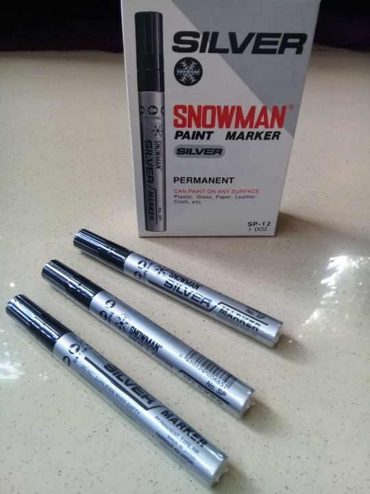 Spidol Snowman Permanent Paint Marker Silver - Snowman SP-12 | Lazada ...