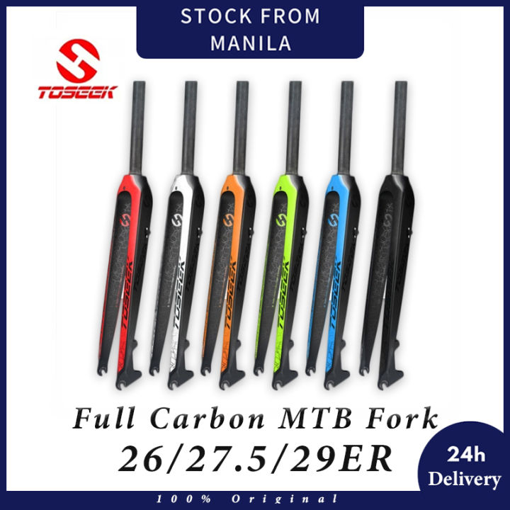 TOSEEK Carbon Fiber Bike Non-Tapered / Tapered Rigid Fork Fit 26 / 27.5 ...