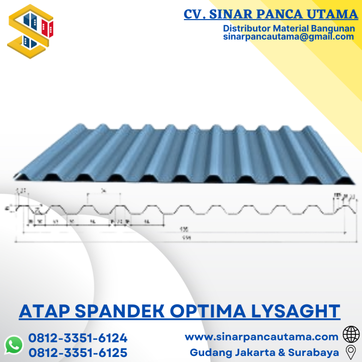 JUAL ATAP SPANDEK OPTIMA LYSAGHT AZ 150 BLUESCOPE | Lazada Indonesia