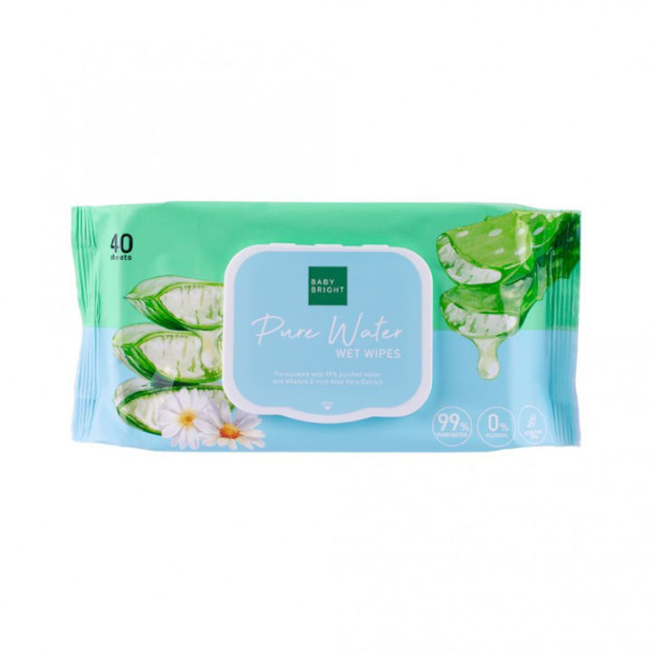 BABY BRIGHT ทิชชู่เปียกอเนกประสงค์ เพียววอเตอร์เว็ทไวพส์ 40แผ่น เบบี้ ...
