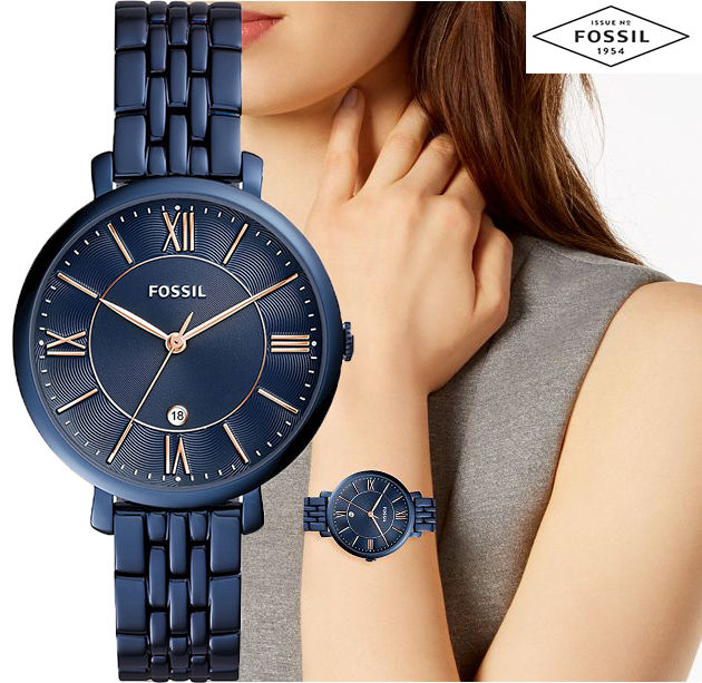 (Real Photo) Original Fossil Women's Jacqueline Date Navy ES4094 Watch ...