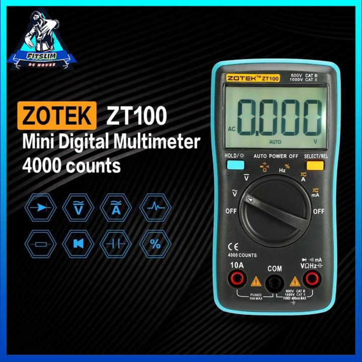 ZOTEK ZT102 ZT101 ZT100 Mini 6000 Counts Digital Multimeter AC/DC ...