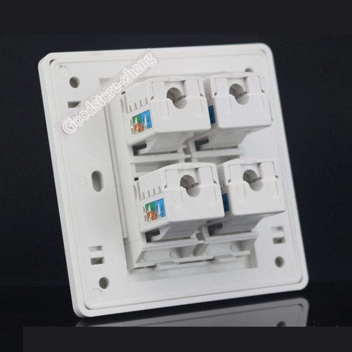 Wall Plate 4 Ports RJ45 CAT6 Modular Network Ethernet LAN CAT6 Socket ...