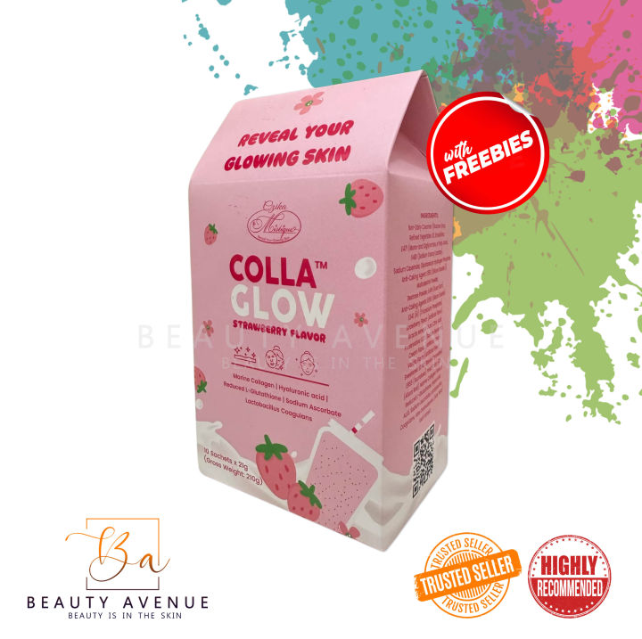 Mistique Colla Glow with 80,000mg Hydrolyzed Marine Collagen Strawberry ...