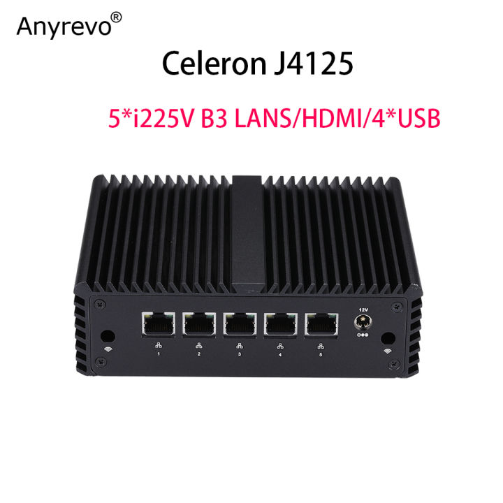 for pfSense / OPNsense Aluminum Case Fanless Intel Celeron J4125 Quad Core Mini PC with DDR4 ...