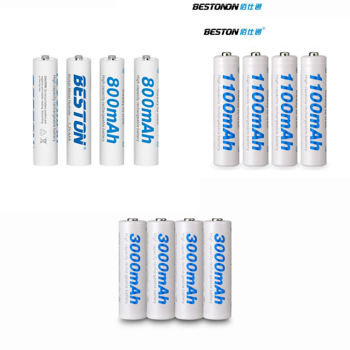 Beston AA 3000mAh AAA 1100mAh 800mAh NiMH High Capacity Rechargeable ...