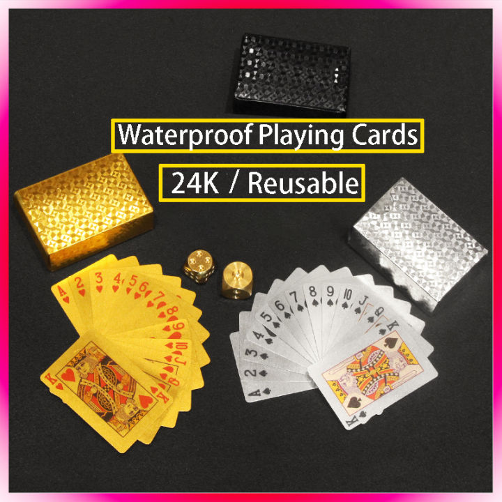 Waterproof 24k Playing Cards Gold Foil Plated Reusable Gold Foil ...