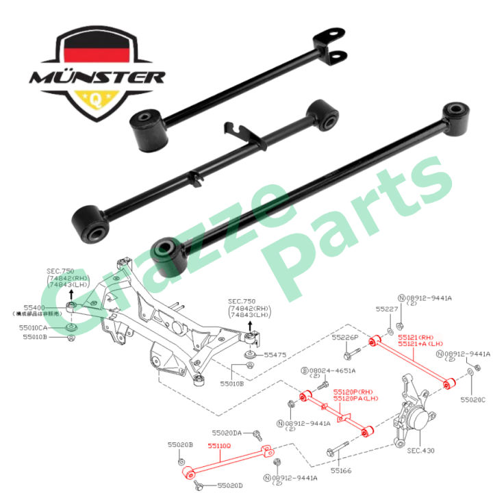 (1pc) Münster Suspension Rear Lower / Upper Trailing Control Arm for ...