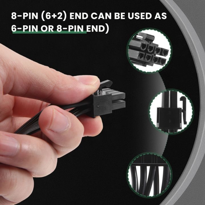 ATX CPU 8-Pin Male to Dual PCIe 8-Pin (6+2) Male Power Supply Cable for ...