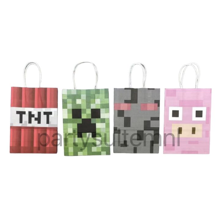 PartySuite 12 Pieces Minecraft Theme Paper Bags/ Lootbags | Lazada PH