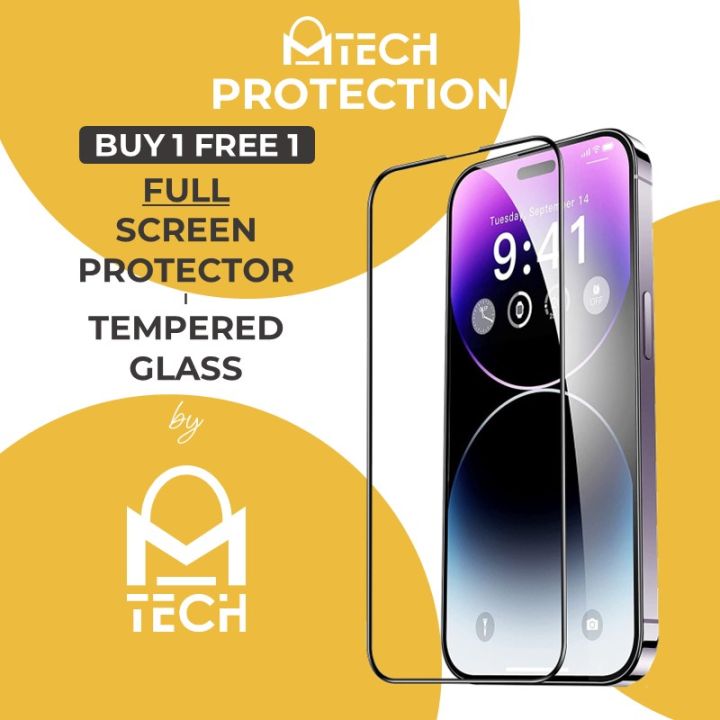 MTech Protection [BUY 1 FREE 1] Full Coverage Cover Tempered Glass ...