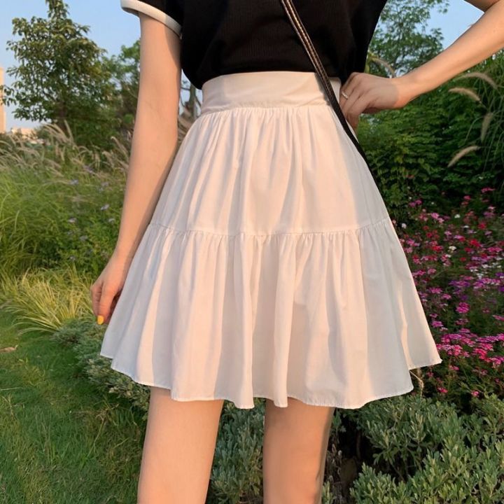 Skirt pambabae 2022 summer bagong solid na kulay maikling palda high ...