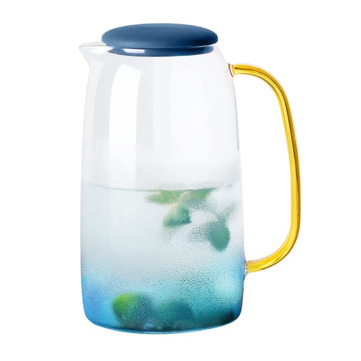 Glass Pitcher with Lid,Lemonade Pitcher,Tea Pitcher,Borosilicate Glass ...