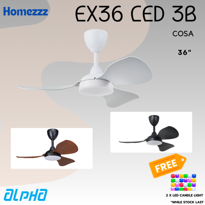 ALPHA Cosa - EX36 LED 3B 36 Inch DC Motor Ceiling Fan with 3 Blades (8 ...