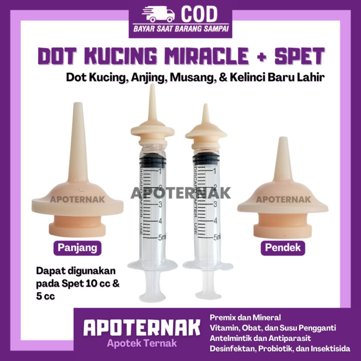 DOT KUCING MIRACLE + SPUIT - Dot Kucing Baru Lahir Pet Nipple Dot ...