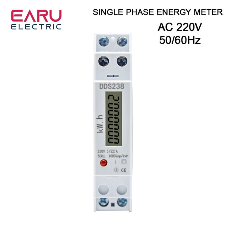 18mm Single Phase 1P 2 Wire Digital Wattmeter Power Consumption og ...