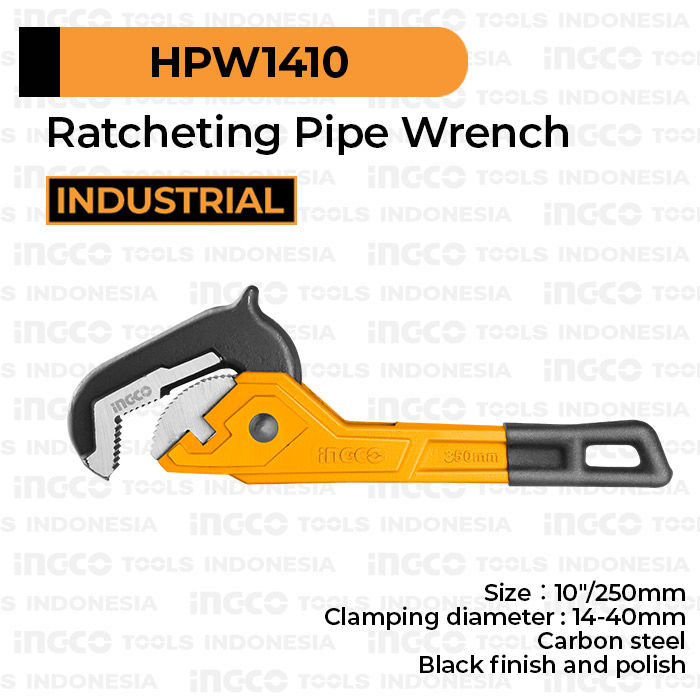 Ratcheting Pipe Wrench (10") INGCO HPW1410 - Kunci Pipa Besi Ratchet ...