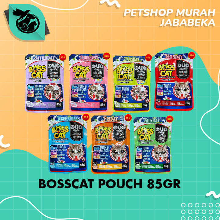 Makanan Kucing Basah Boss Cat Wet Food Pouch Sachet 85 Gram | Lazada ...