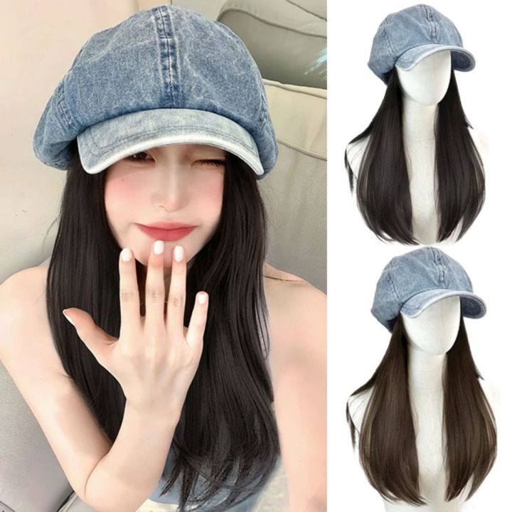 BHHH สไตล์เกาหลีแบบ วิกผมหมวกเมฆ เดนิมเดนิม รุ่นใหญ่ วิกผมหมวกเบสบอล ...