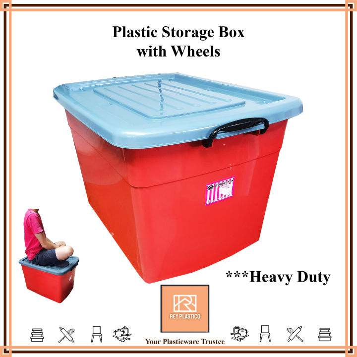 120L Storage Box With Wheels/Bekas Simpanan Dengan Roda/Heavy Duty ...