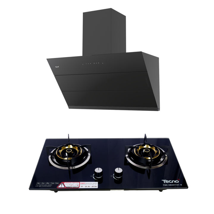 TECNOPLUS ชุดเครื่องครัว เตาแก๊ส เครื่องดูดควัน SET HOOD TNP HD 90 SLOPE B+HOB TNS HB 207141 B ...
