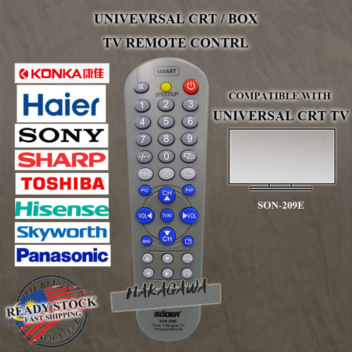 UNIVERSAL CRT / BOX / OLD TV REMOTE CONTROL SON-209E | Lazada
