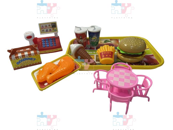 MINI BURGER SHOP CASH REGISTER RESTAURANT TOY ICE CREAM WINGS HAMBURGER ...