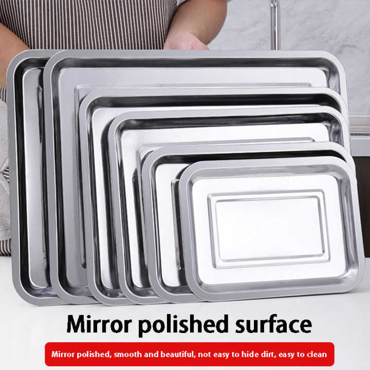 🔥Wishwa👍 Kitchen Rice Plate 304 Stainless Steel Square Plate Fruit ...