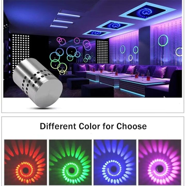 HOME WI【Ready Stock】 LED Wall Light, 3W Color RGB Spiral Hole Wall ...