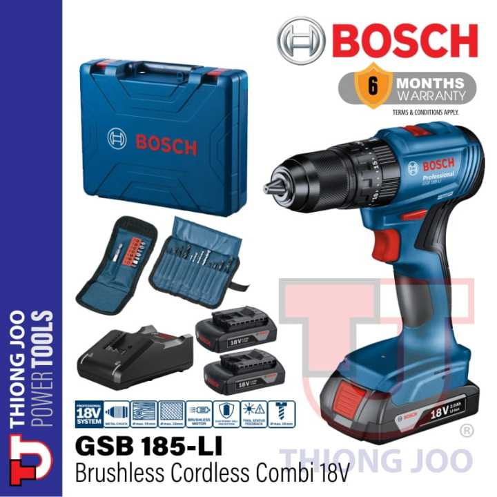 BOSCH GSB 185-LI BRUSHLESS CORDLESS COMBI | Lazada