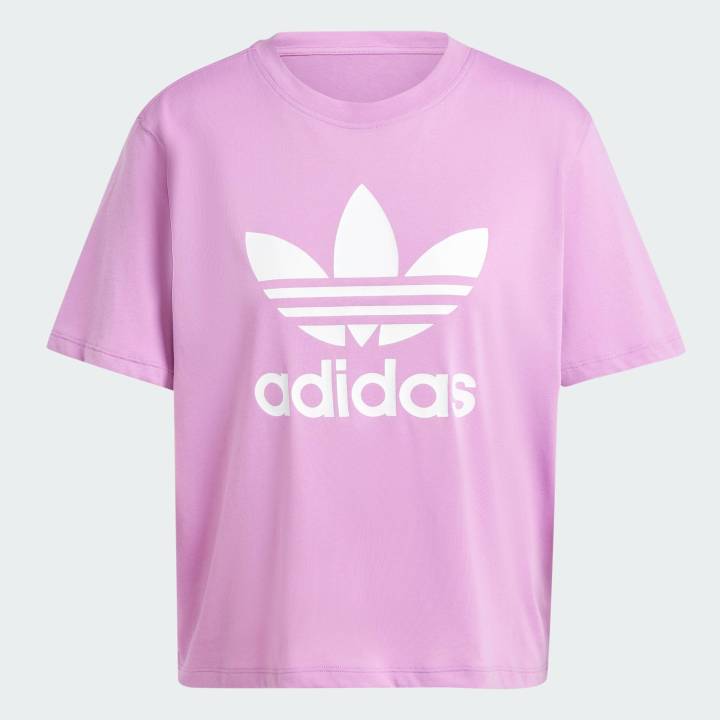 adidas Lifestyle Adicolor Trefoil Boxy Tee Women Purple IY4684 | Lazada ...