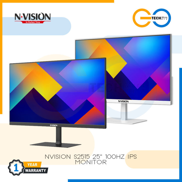 Nvision S2515 25" 100Hz IPS FHD w/ Built in Speaker Black / White FHD IPS (24.5") Frameless ...