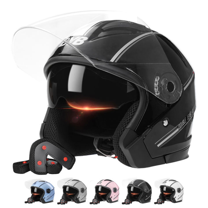 Open Face Motorcycle Helmet Impact-Absorbing Liner ABS Flip Up Dual ...