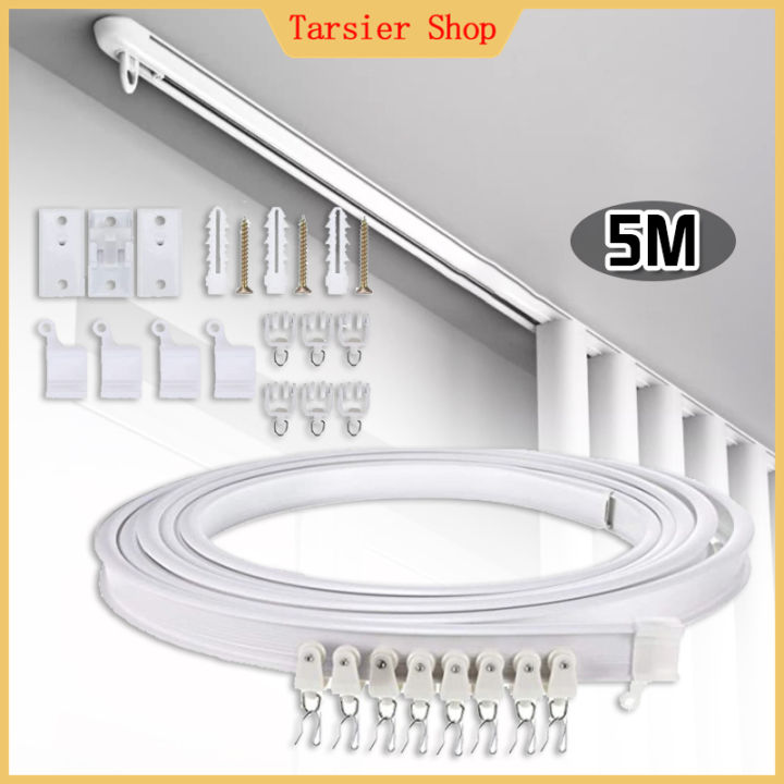 5M Bendable Curtain Rail Flexible Curtain Track Removable Ceiling ...