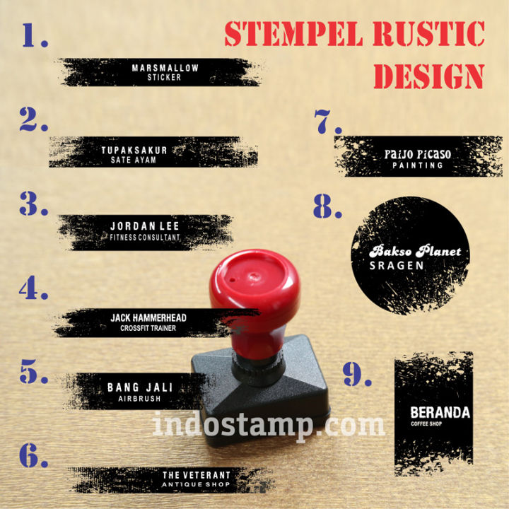 stempel nama logo toko rustic splash design classic flash stamp ...