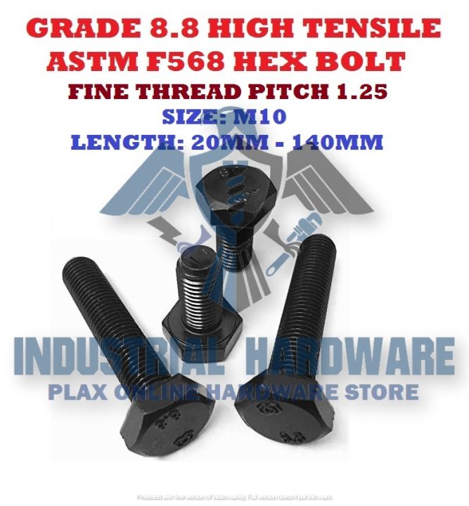 Grade 8.8 - M10 Fine Thread Pitch 1.25 Hex Bolt Hex Screw DIN933 ...